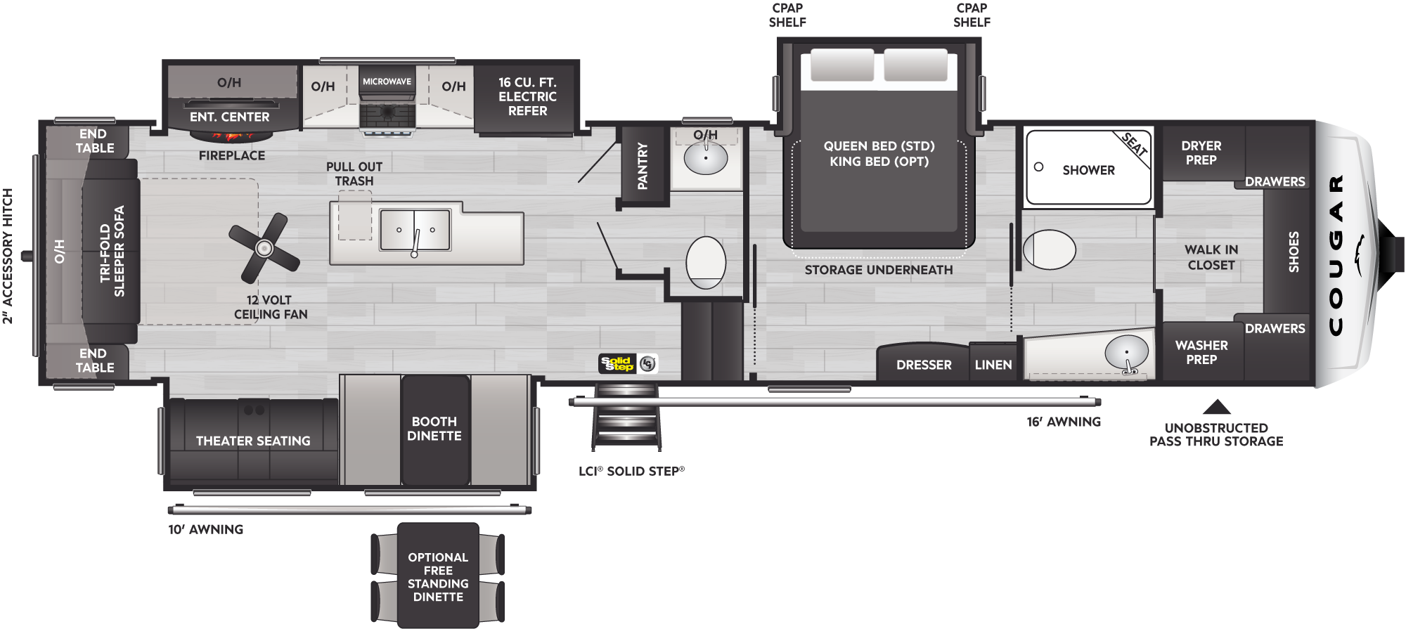 Cougar Premium Fifth Wheels - Model 355FBS Floorplan - Keystone RV