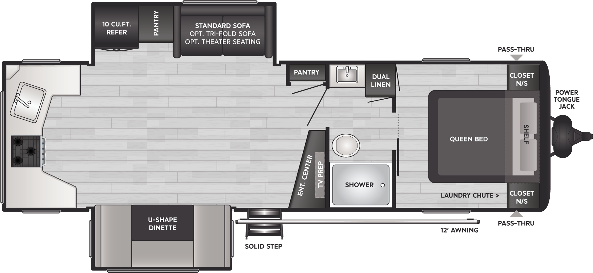 Hideout Comfort Travel Trailers - Model 28RKD Floorplan - Keystone RV