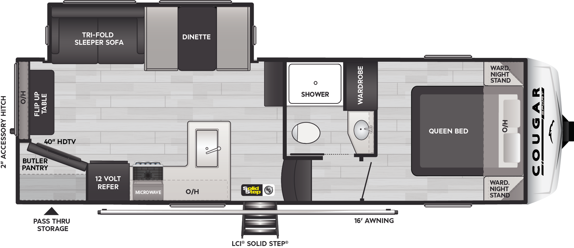 Cougar Sport Comfort Fifth Wheels - Model 2400RE Floorplan - Keystone RV