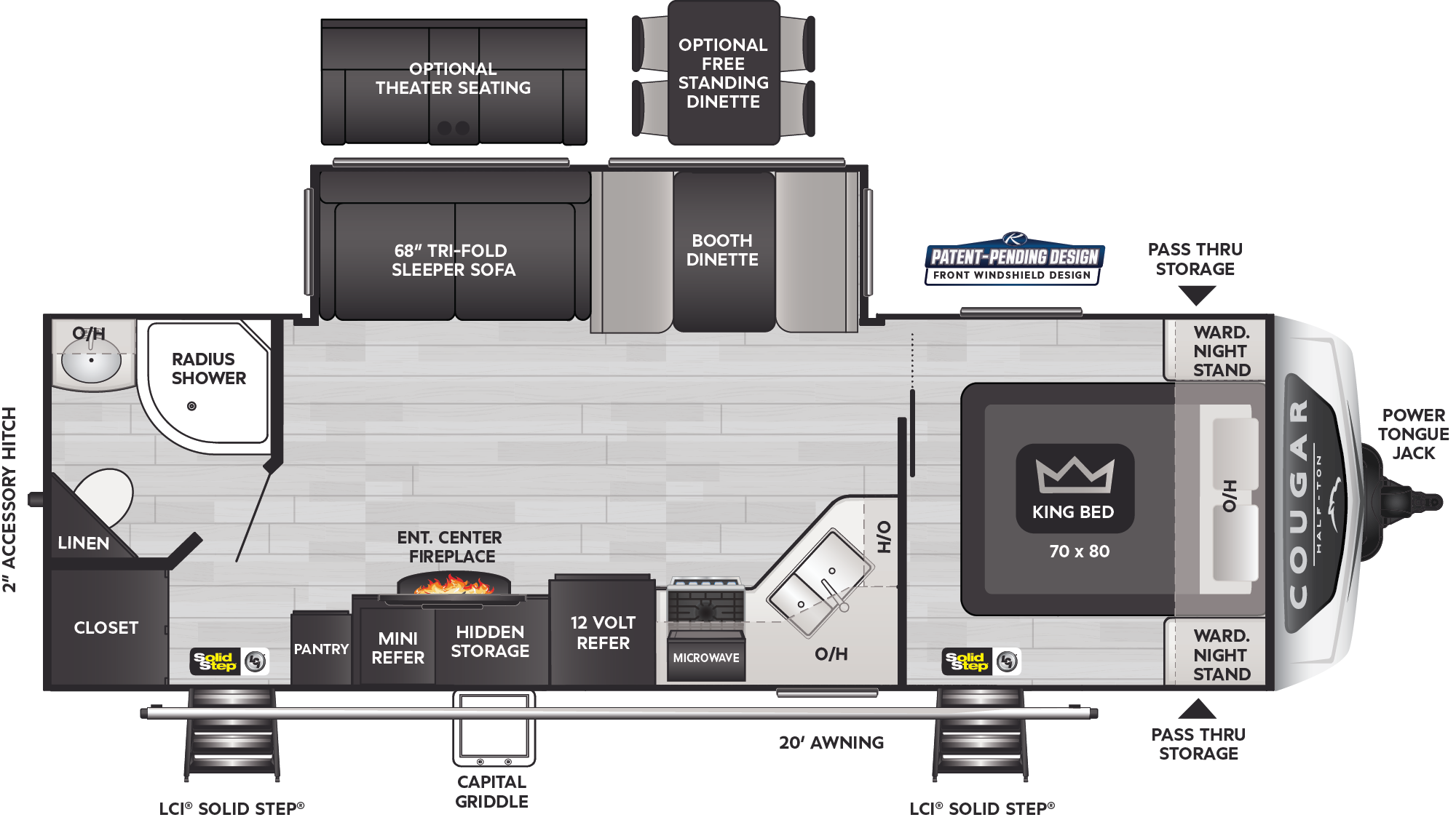 Cougar Half-Ton Luxury Travel Trailers - Model 26RBS Floorplan ...