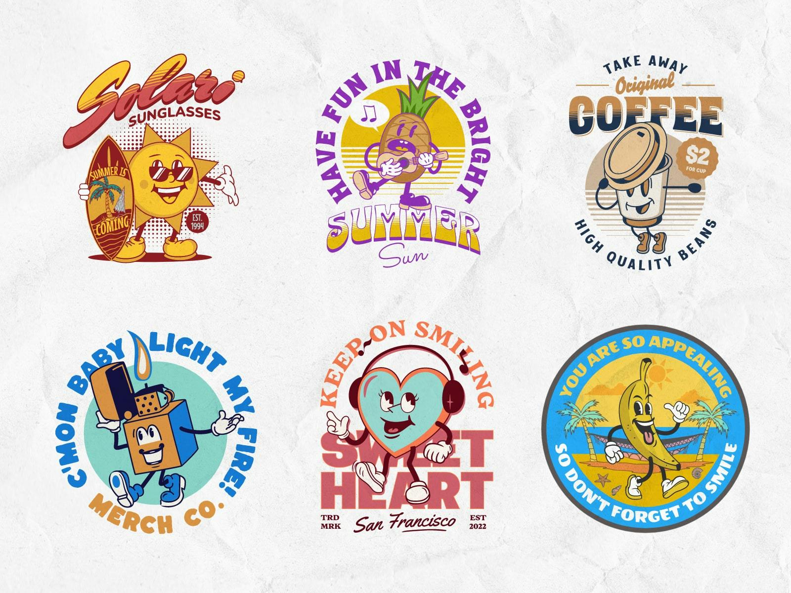 Showcase Of Logo Designs With Retro Mascot Characters