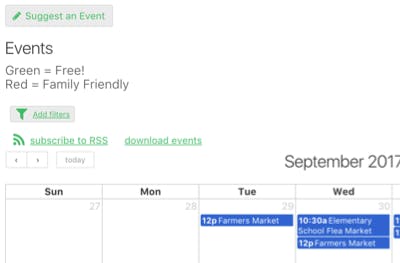 Online database and workflow templates: Event Calendar