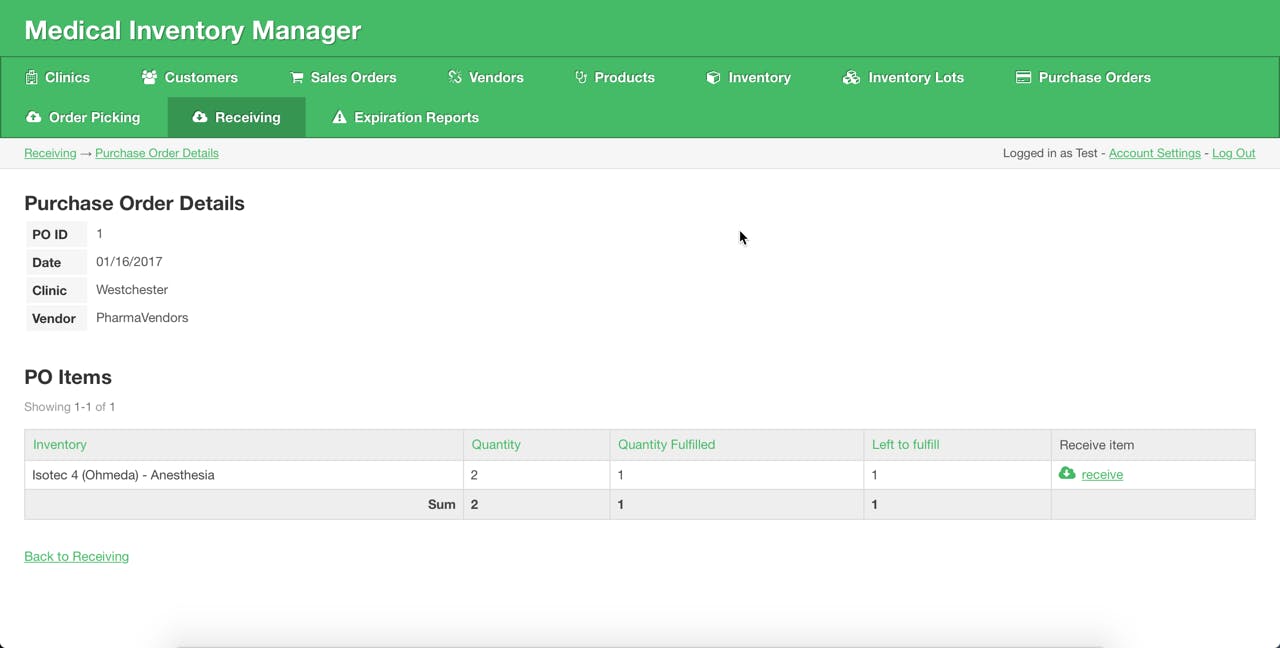 Online database and workflow templates: Medical Inventory Manager