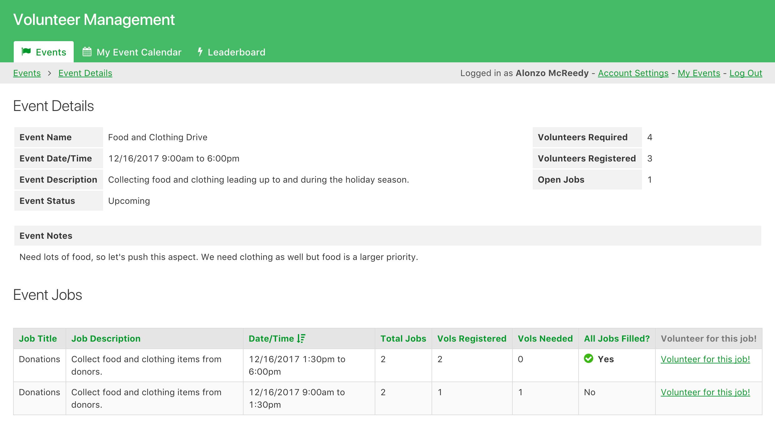 Online database and workflow templates: Volunteer Management