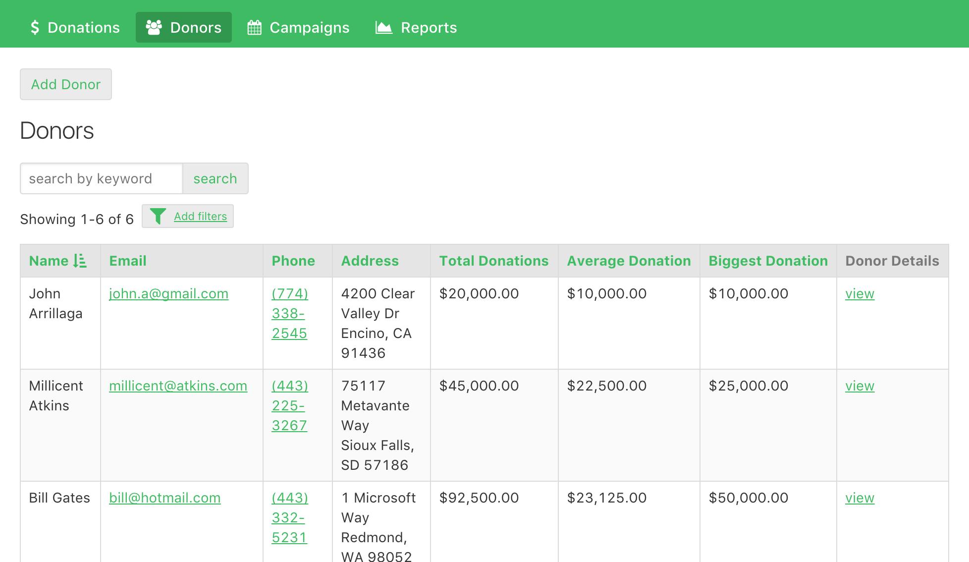Online database and workflow templates: Donations Manager