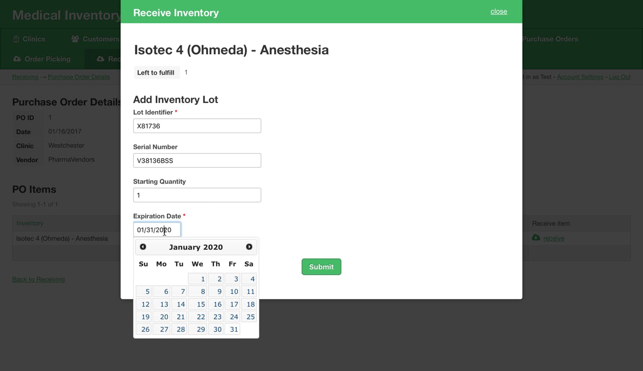 Online database and workflow templates: Medical Inventory Manager