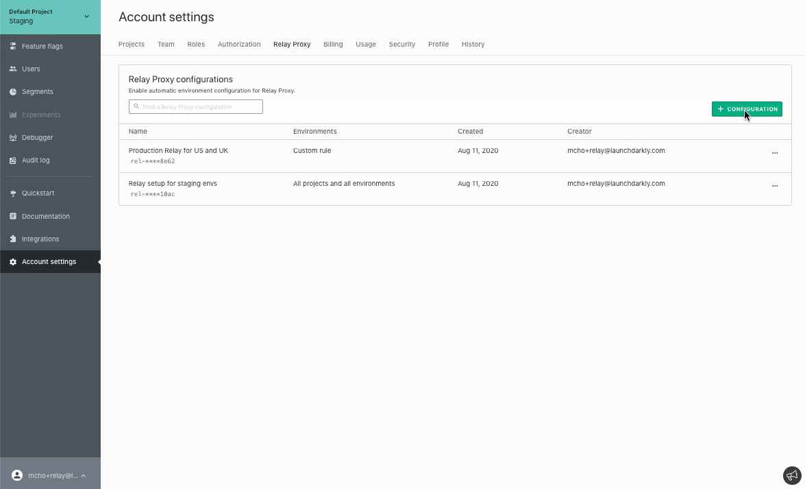 Relay Proxy Enterprise - Automatic Configuration - LaunchDarkly ... Relay Proxy Enterprise - Automatic Configuration - LaunchDarkly ...
