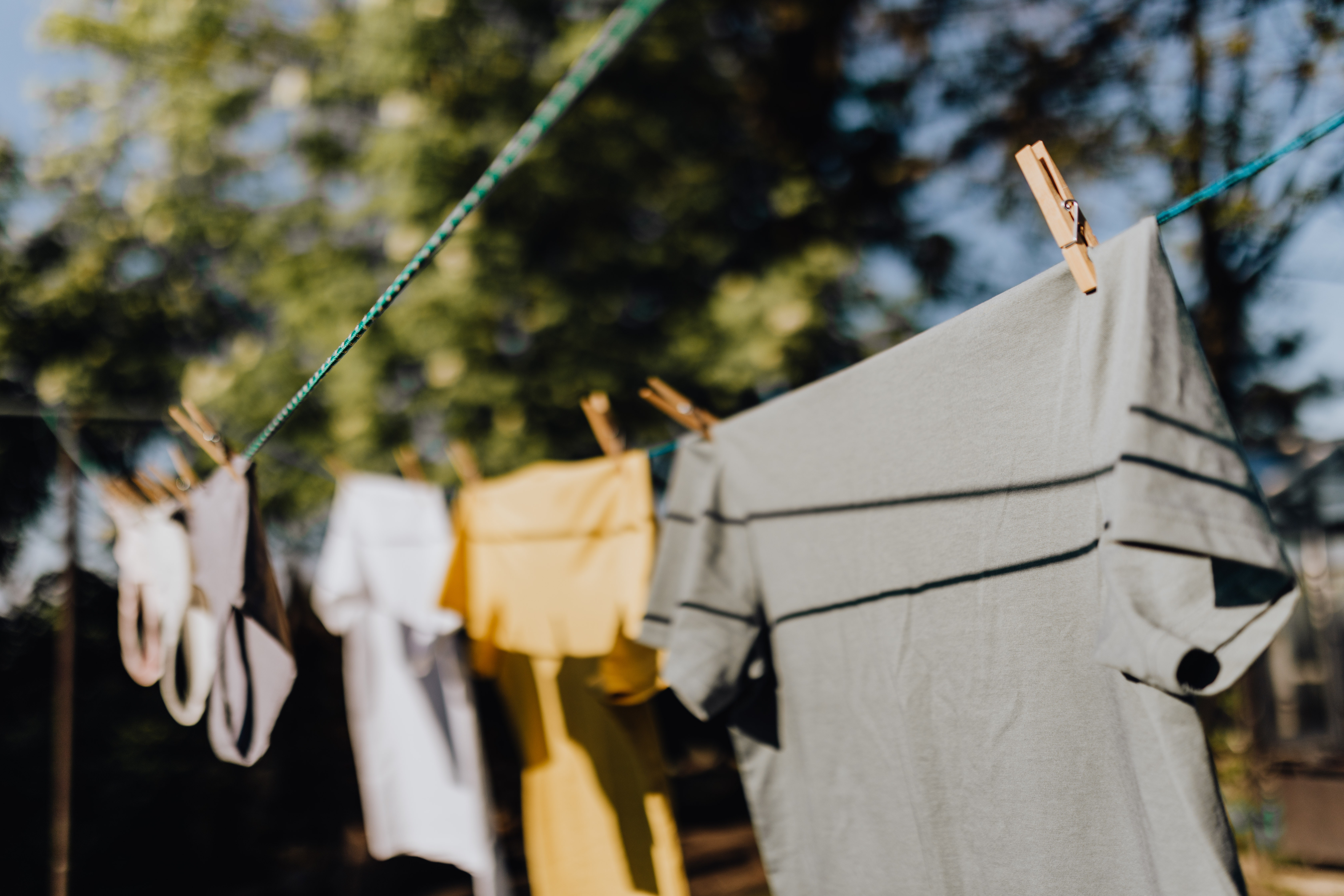 Clothes hanging to dry on a clotheline