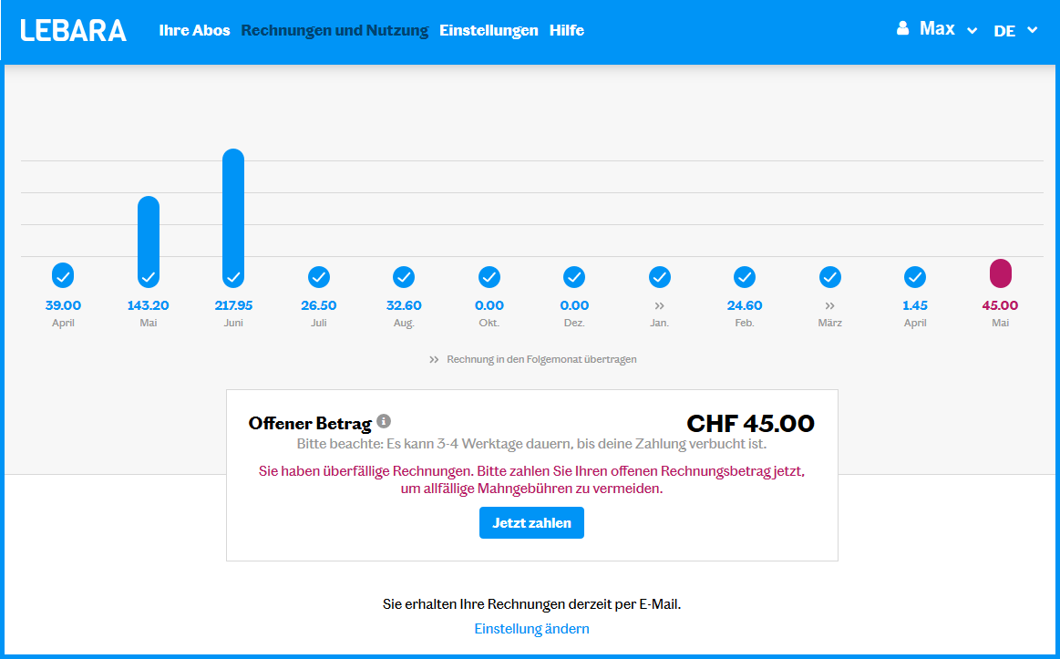Lebara - Rechnung online einsehen
