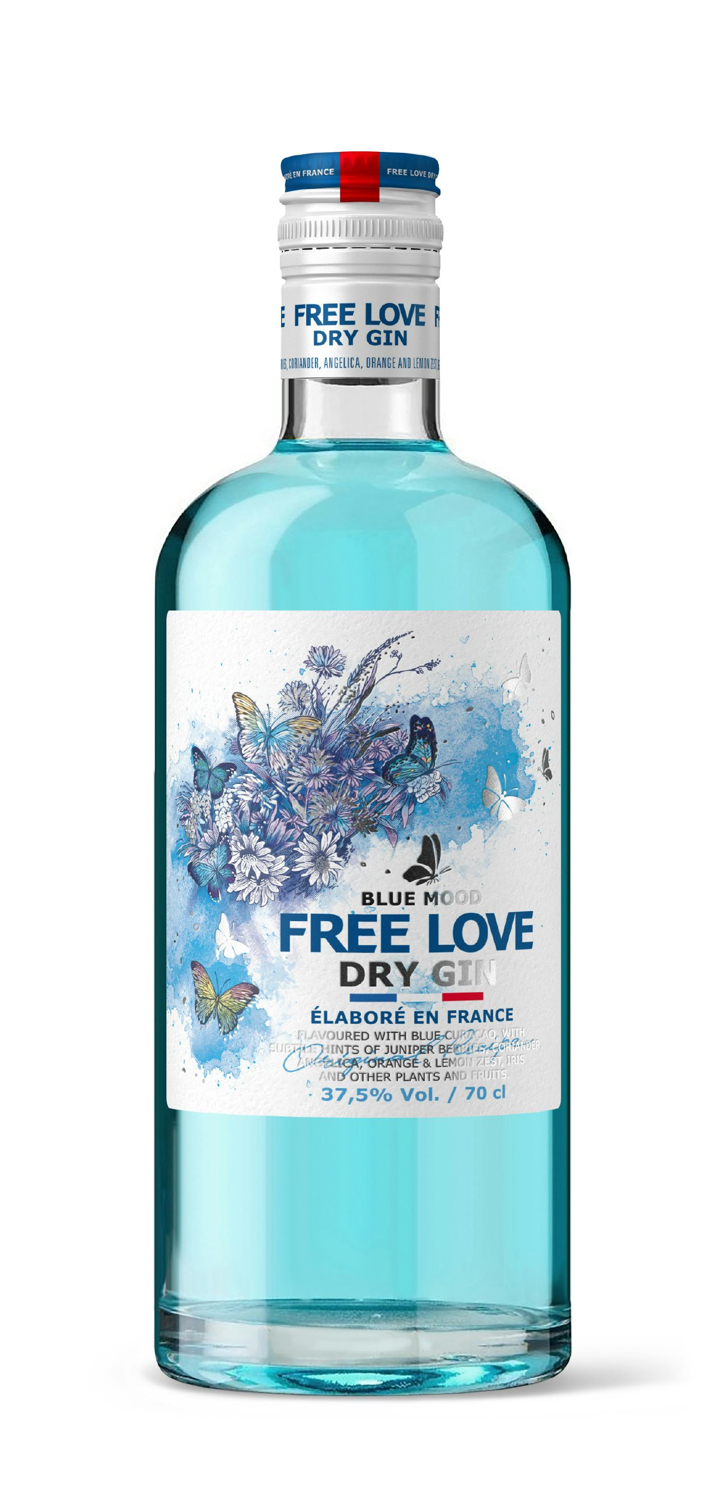 FREE LOVE Dry Gin Blue Mood Dry Gin Blue Mood - Les Producteurs Reunis