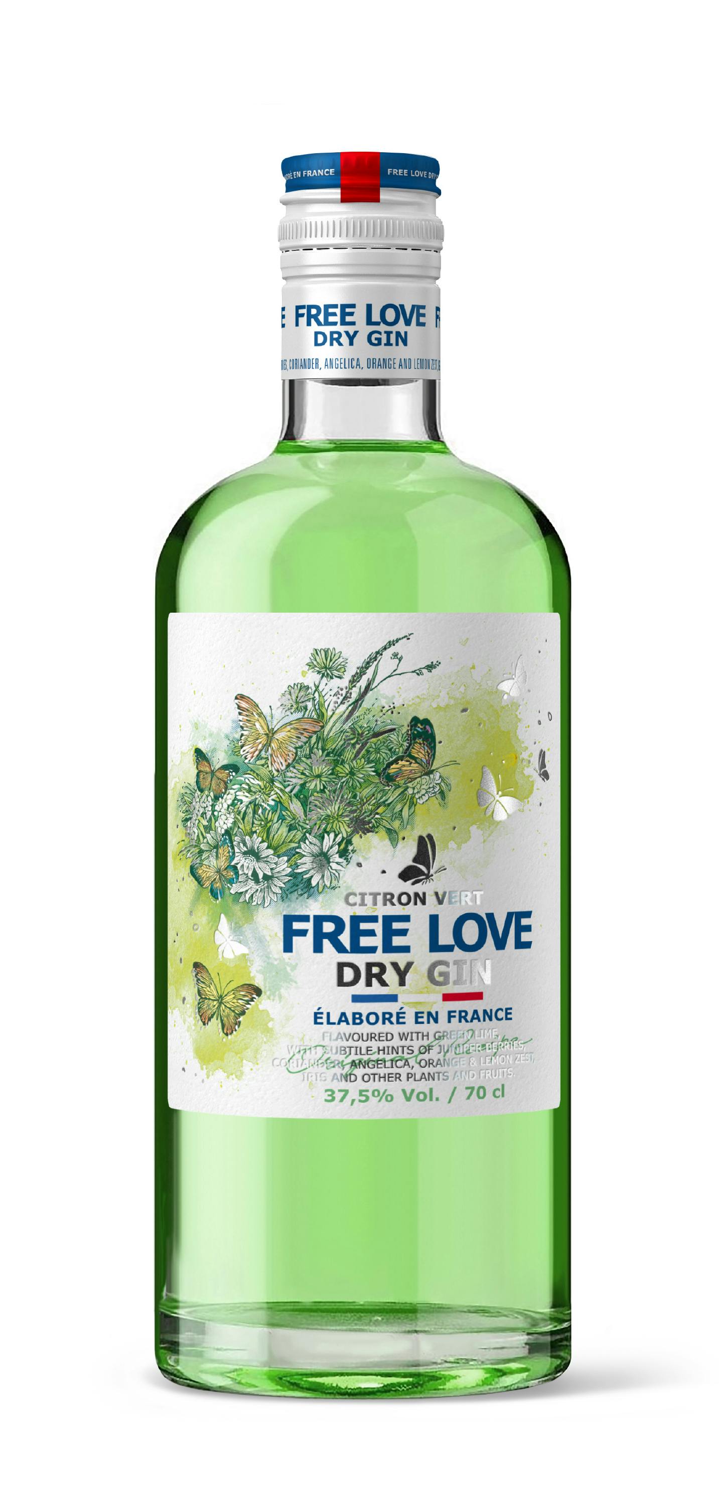 FREE LOVE Dry Gin Citron Vert Dry Gin Citron Vert - Les Producteurs Reunis