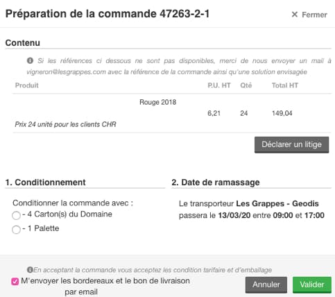 Préparer une commande