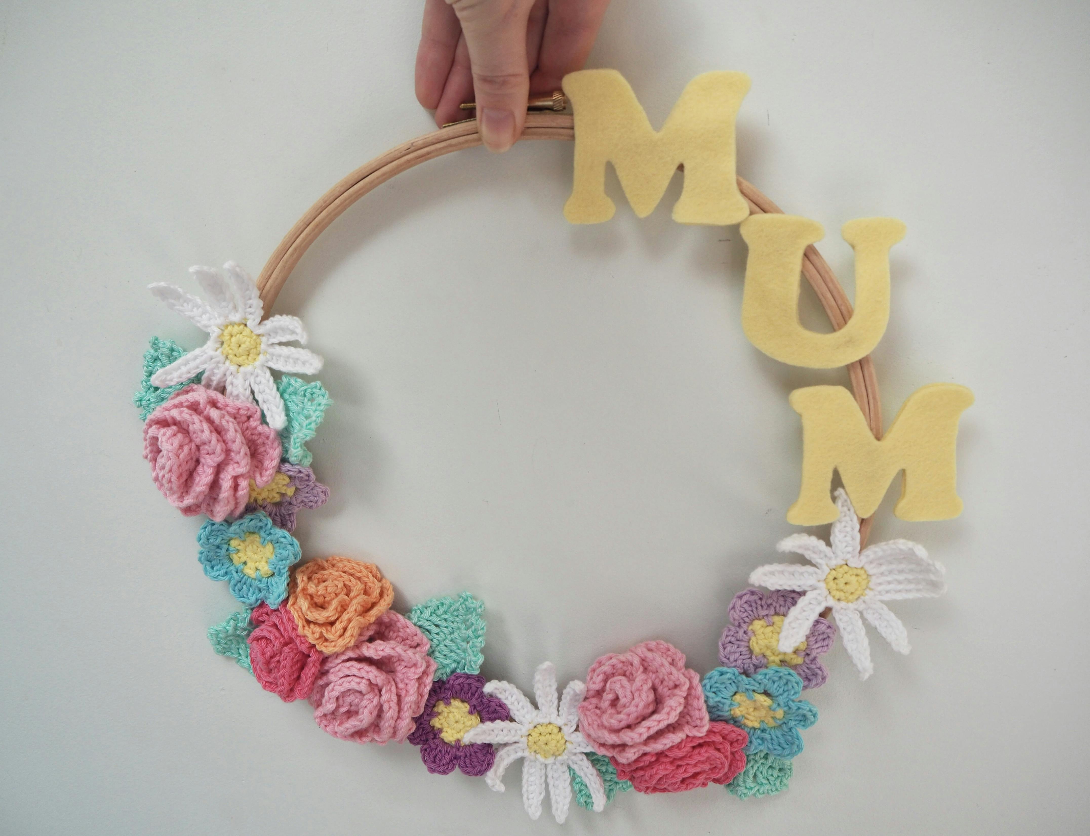 Make a beautiful Mother’s Day crochet floral wreath | LoveCrafts