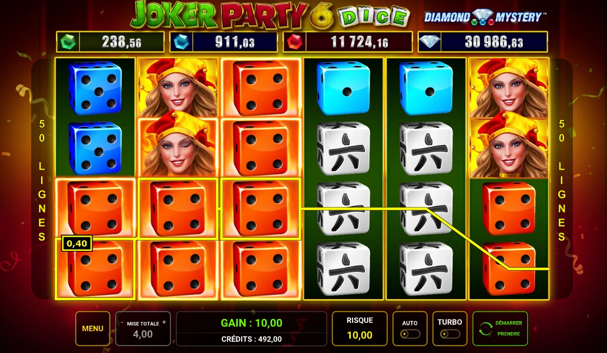 Greentube Joker Party 6 Dice avec Diamond Mystery Jackpot | Lucky Games