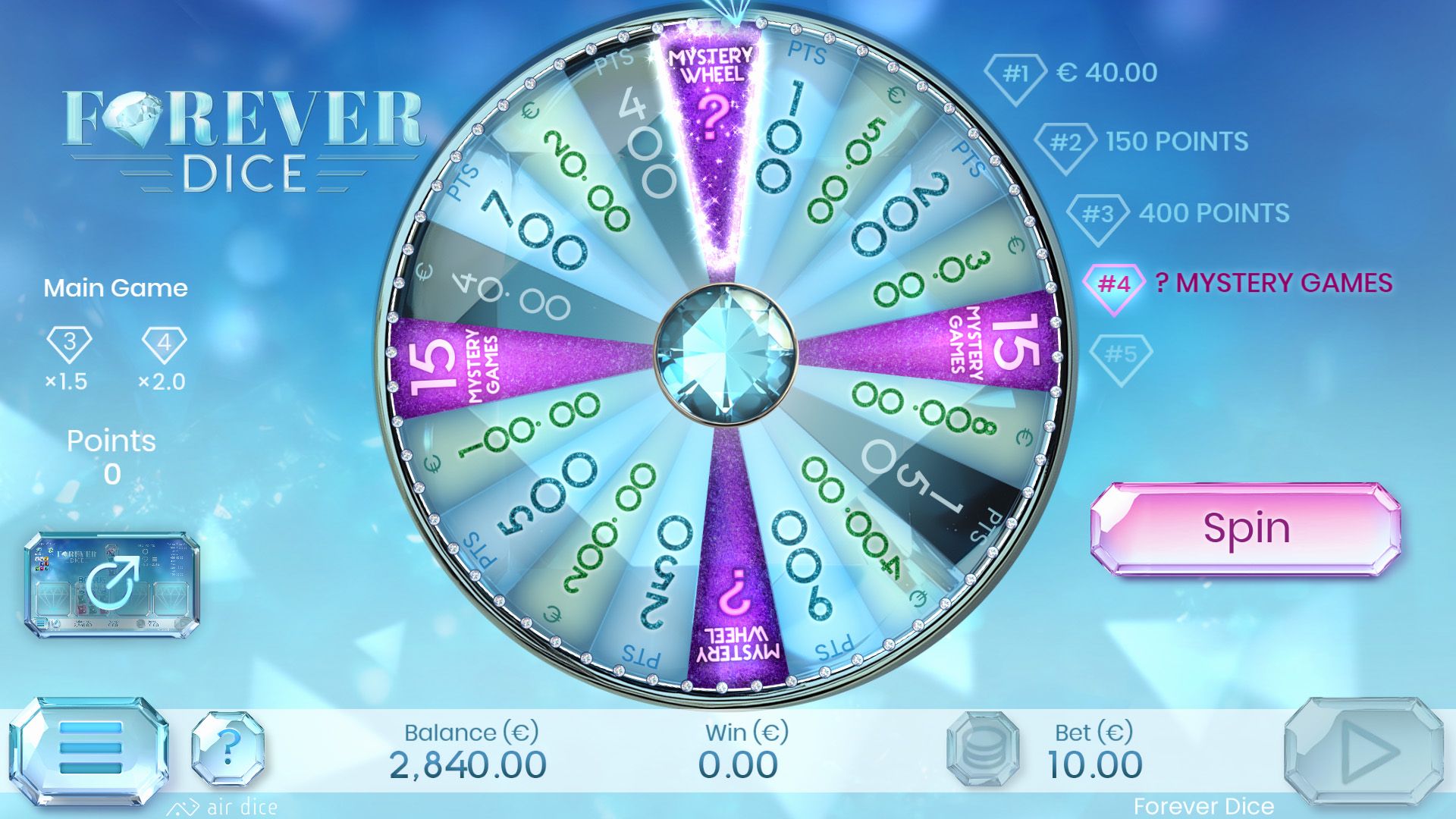Spin the mystery wheel on Forever Dice | Lucky Games