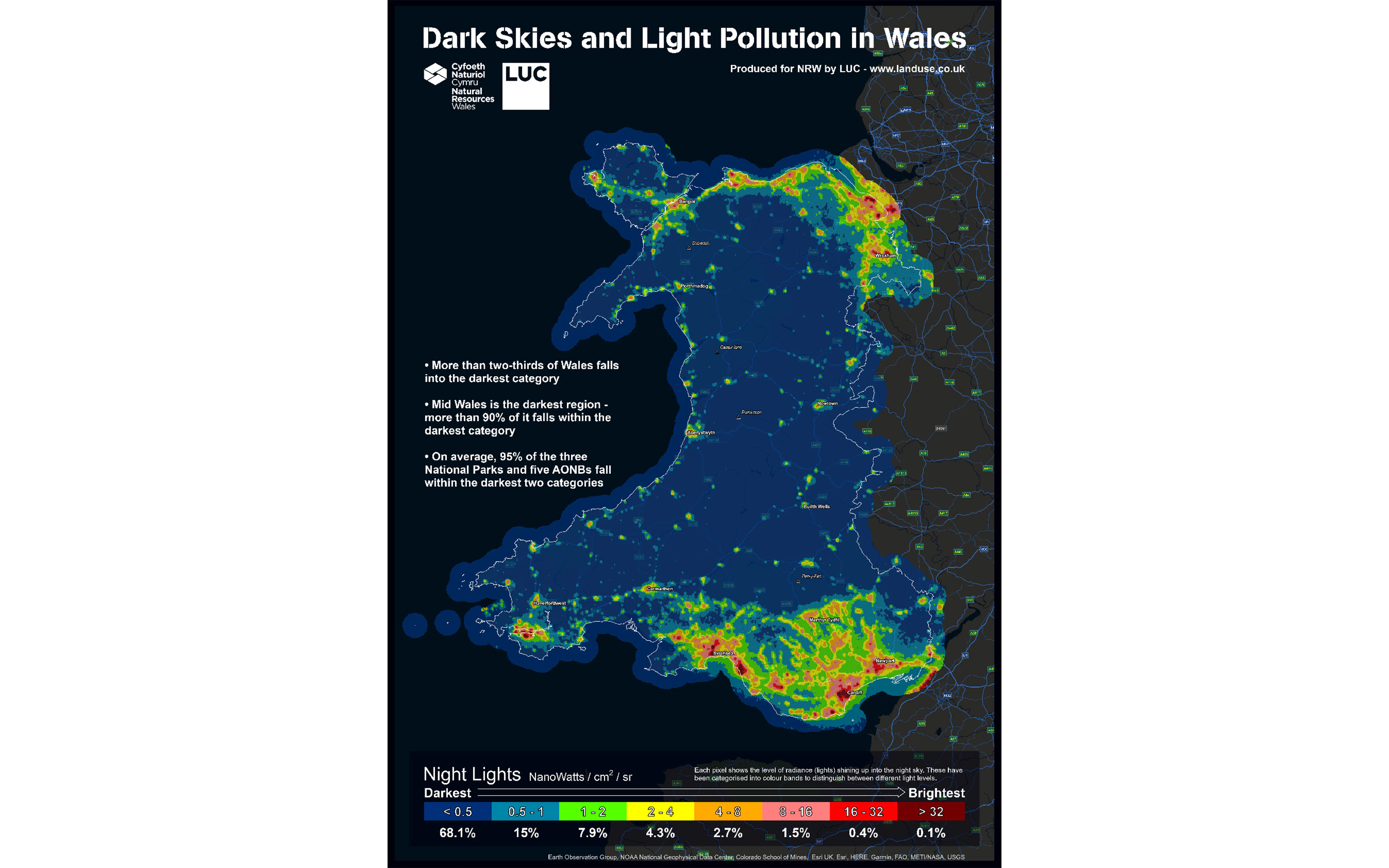 Dark Skies Map for Natural Resources Wales | LUC