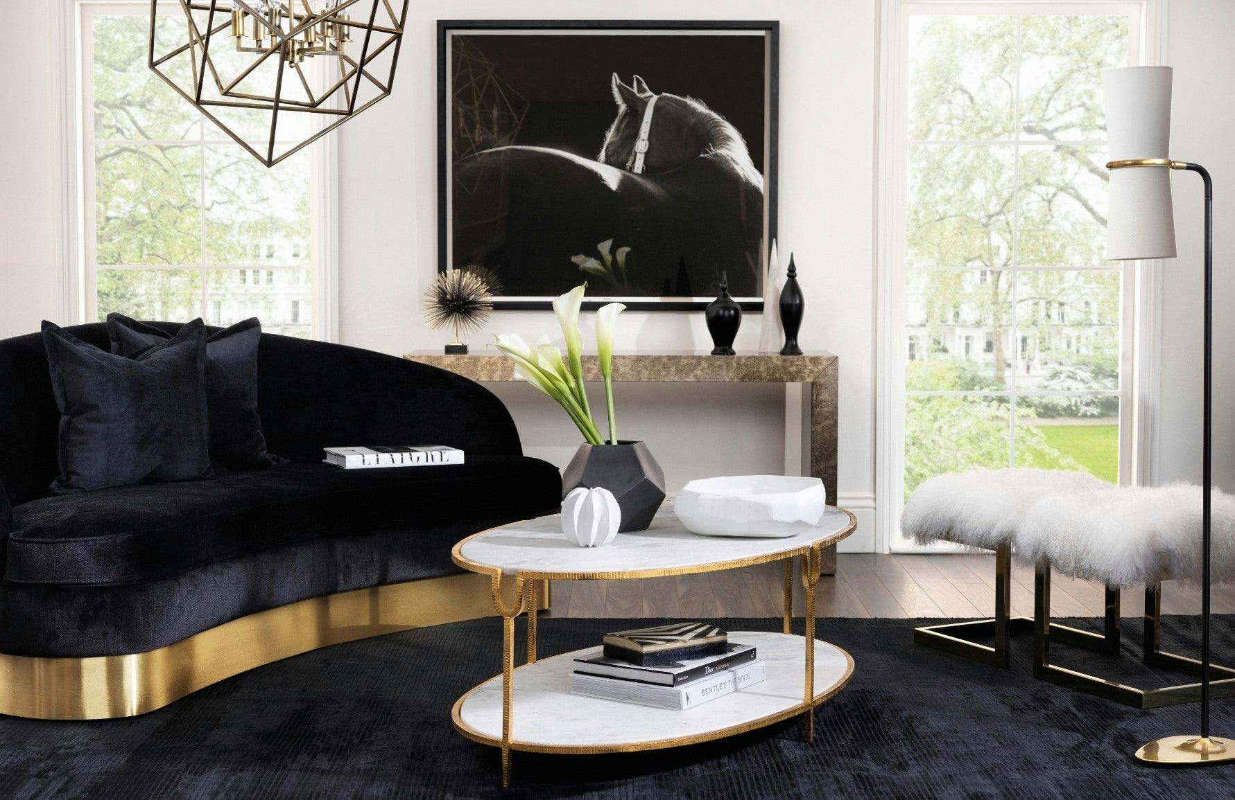 decor with black sofa