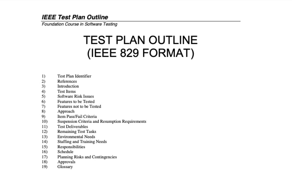 Ieee Software Test Plan Template
