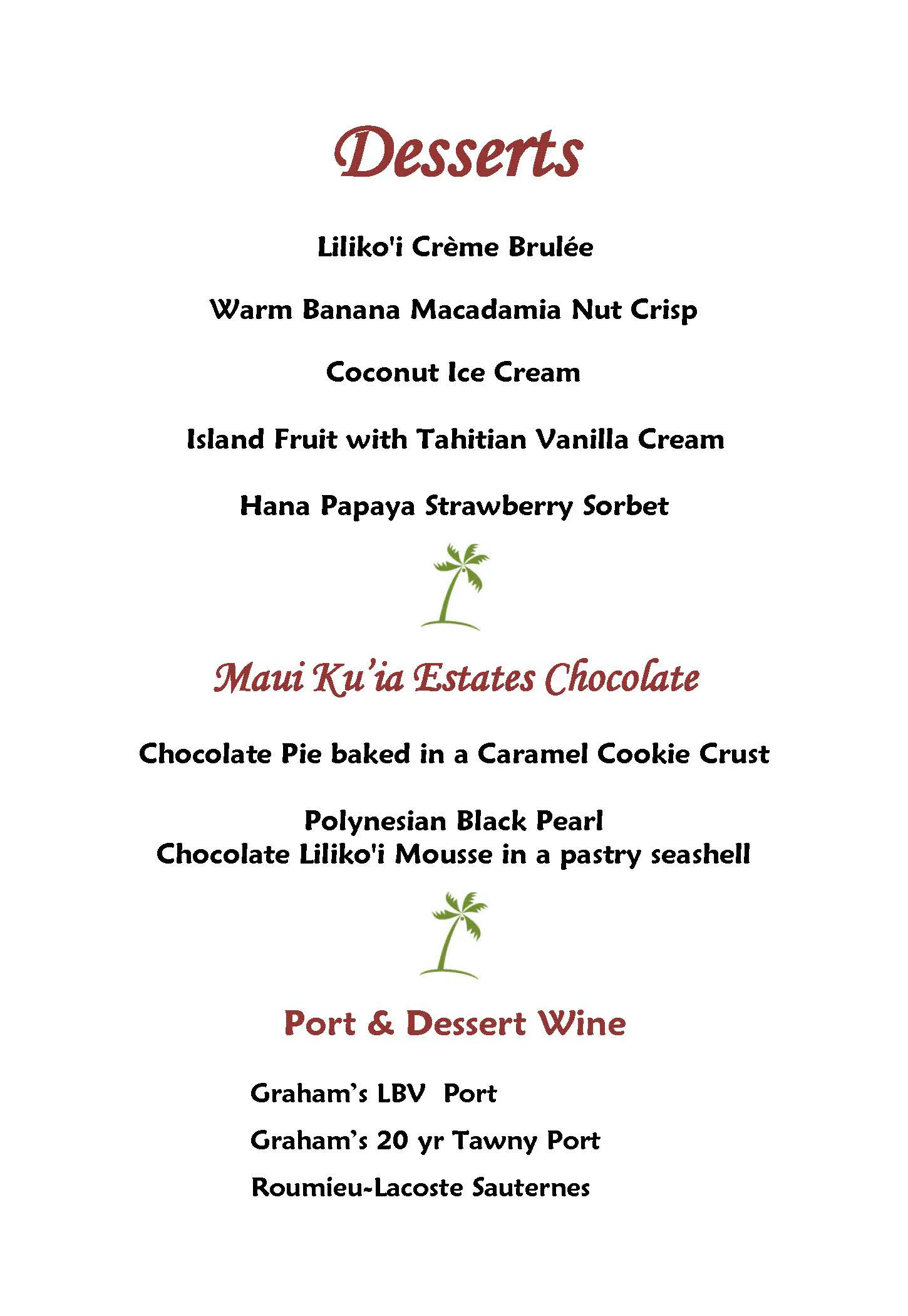Lunch & Dinner Menu | North Shore Maui Hawaii