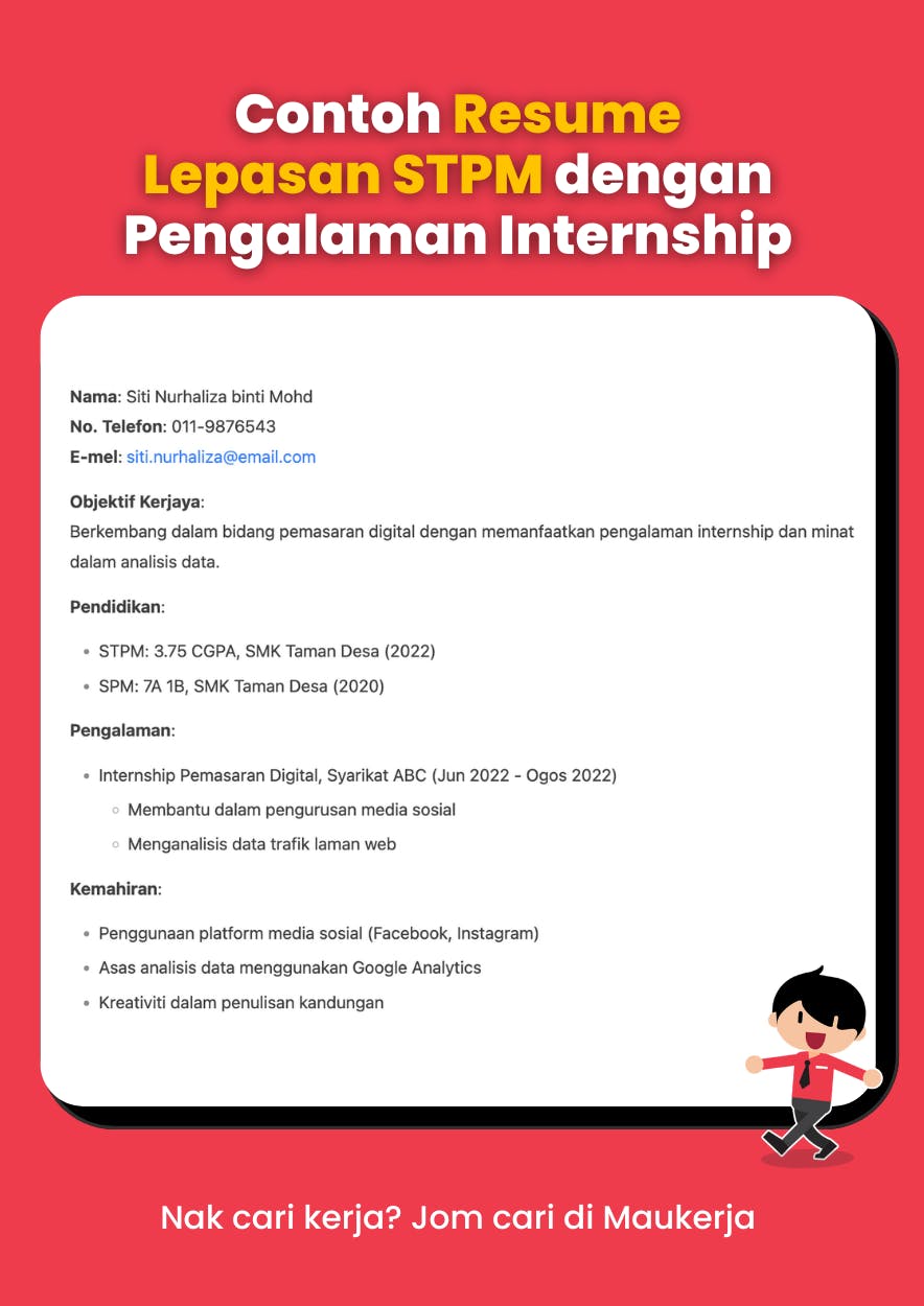 Contoh Resume Lepasan STPM, Confirm Majikan Nak Baca!