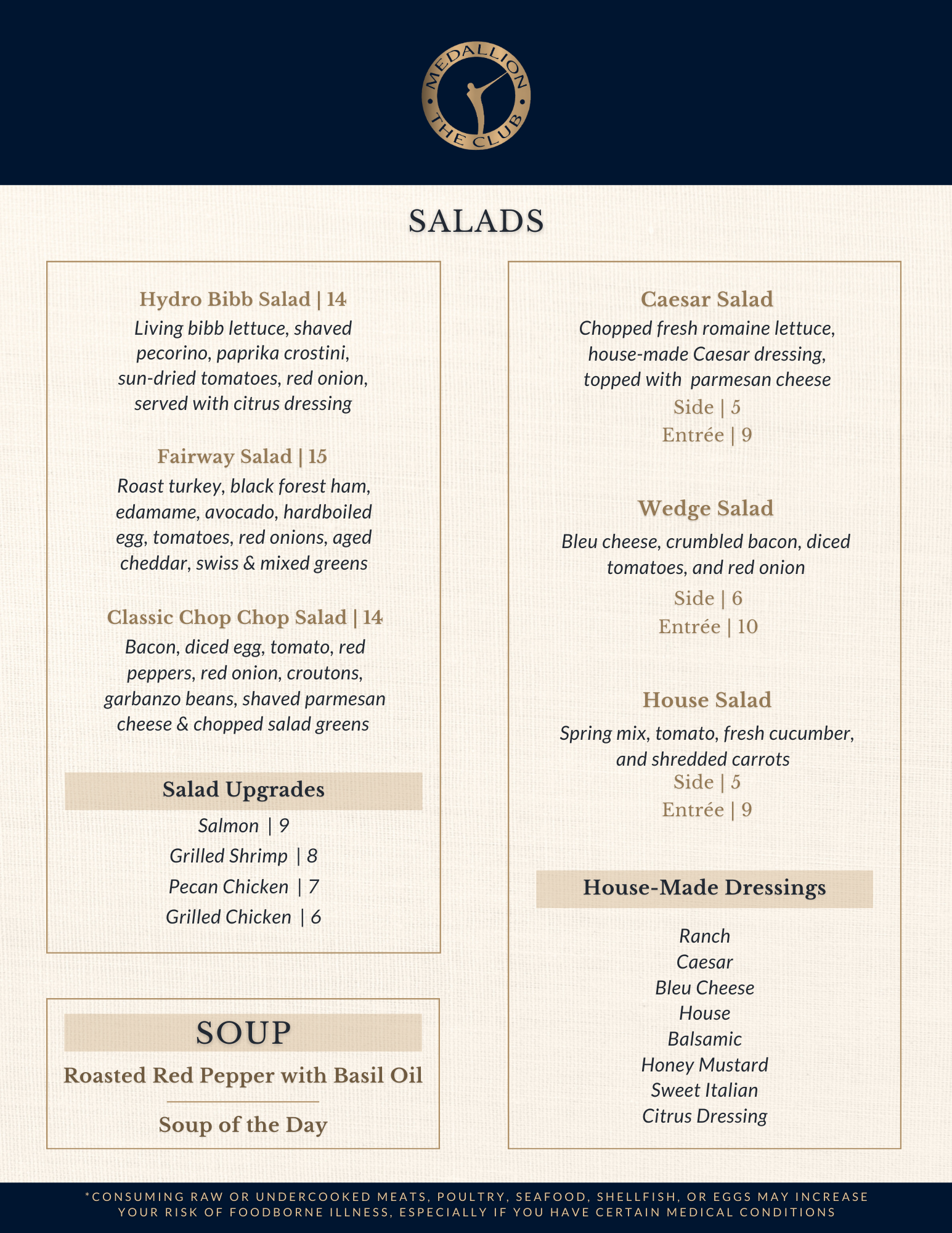 THE DINNER MENU | The Medallion Club