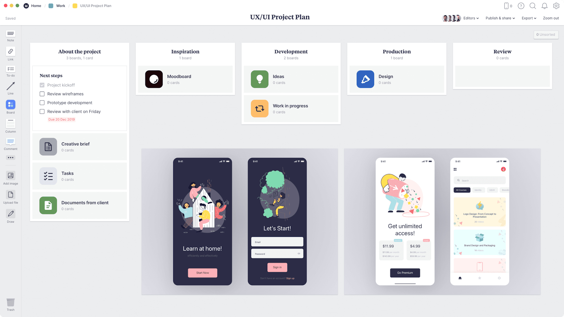 Visual Workspace For UX/UI Designers - Milanote