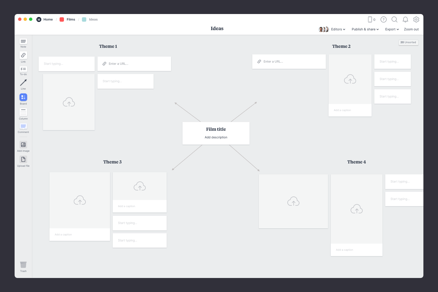 Film Brainstorming - Template & Example - Milanote