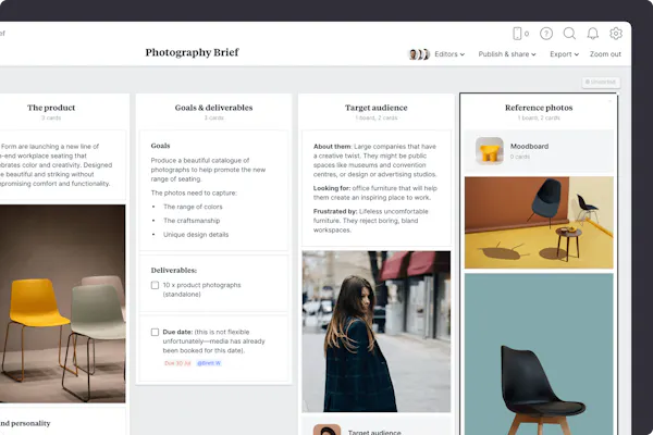Photoshoot Plan - Template & Example - Milanote