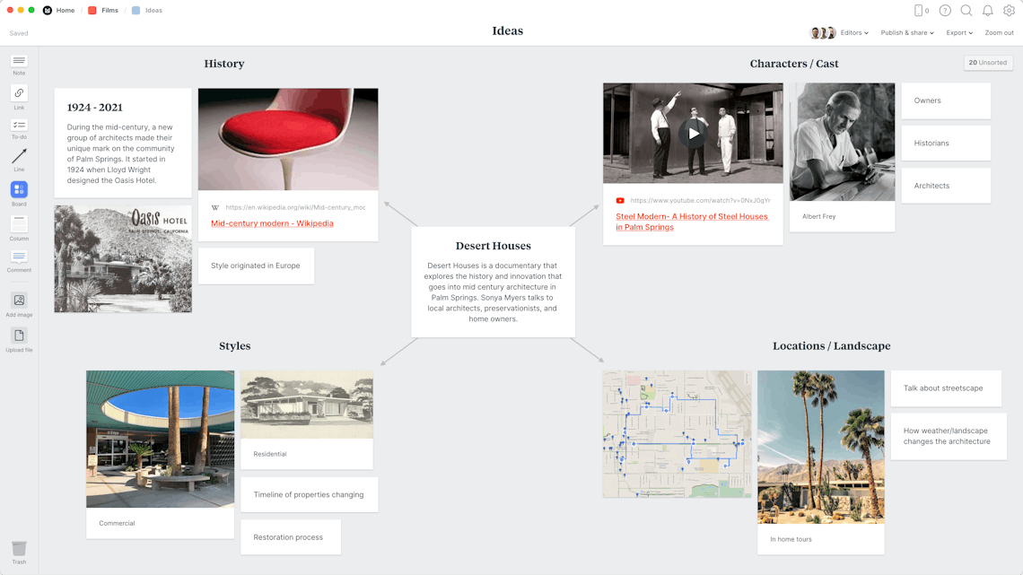 Film Brainstorming - Template & Example - Milanote