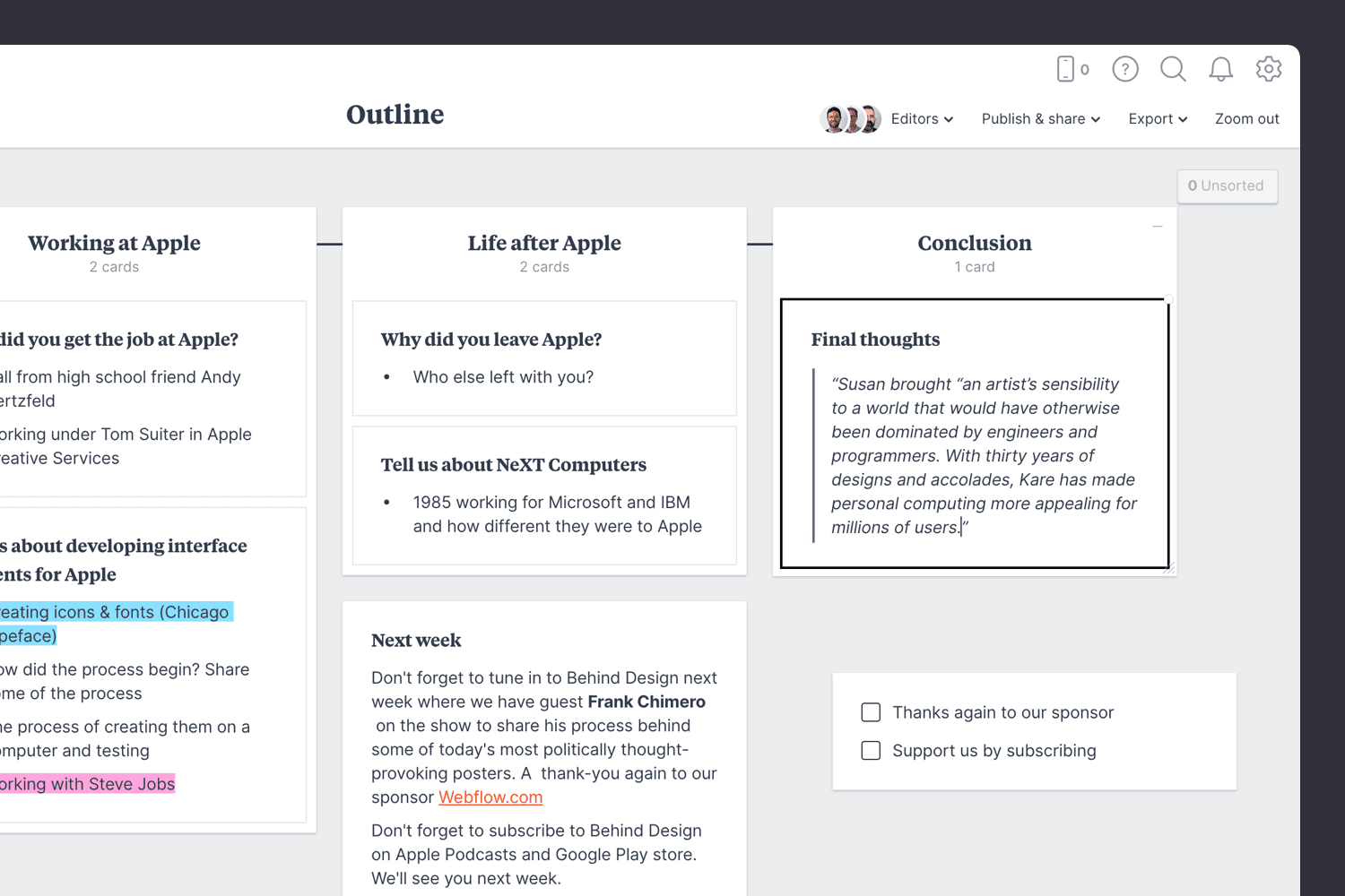 Podcast Episode Plan - Free Template & Example - Milanote