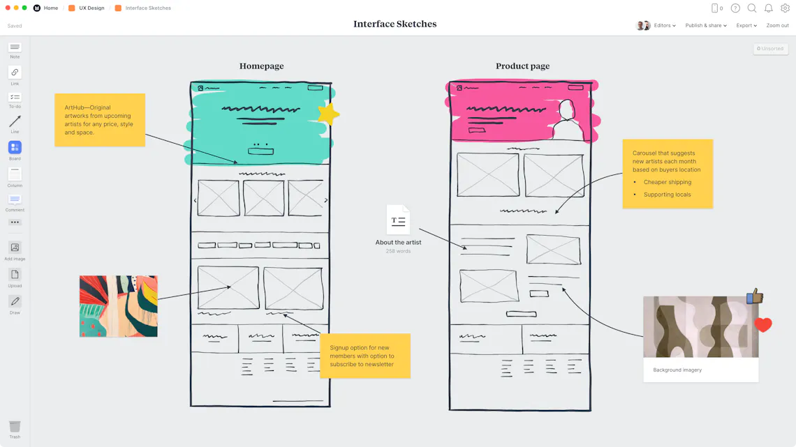 Interface Sketches - Free Template & Example - Milanote
