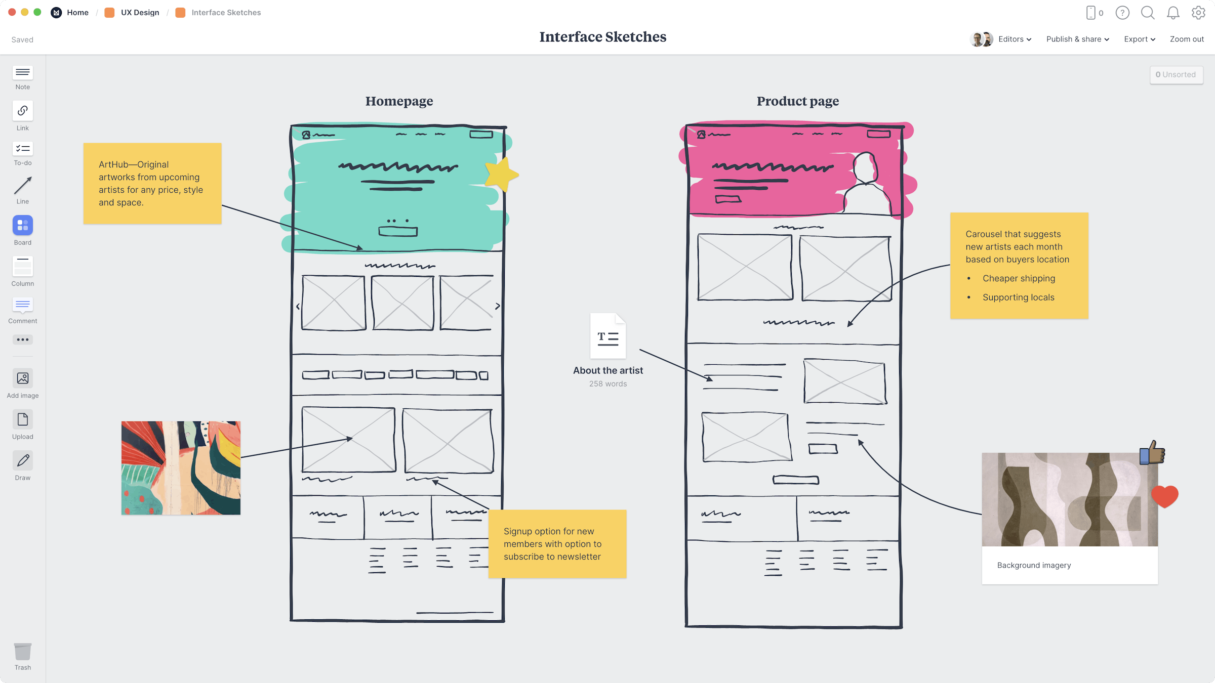Interface Sketches - Free Template & Example - Milanote