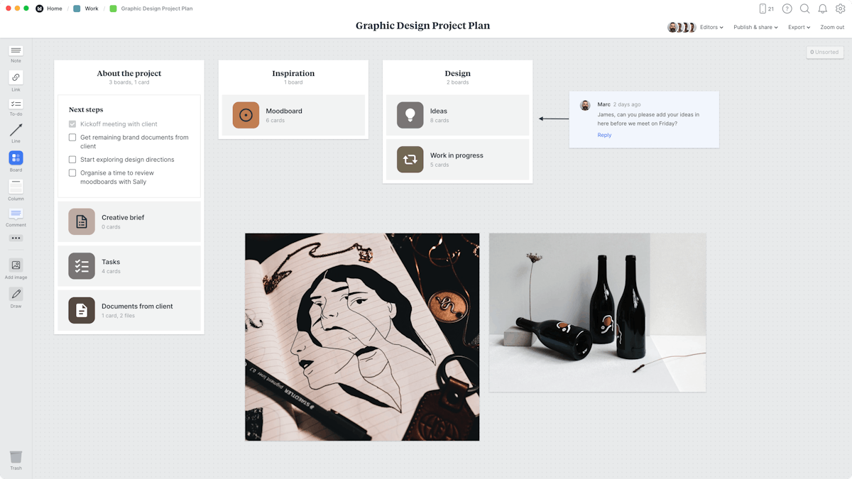 Templates to help you think through a graphic design project - Milanote