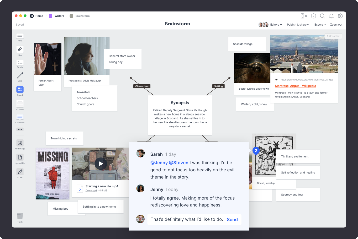 Story Brainstorming - Template & Example - Milanote
