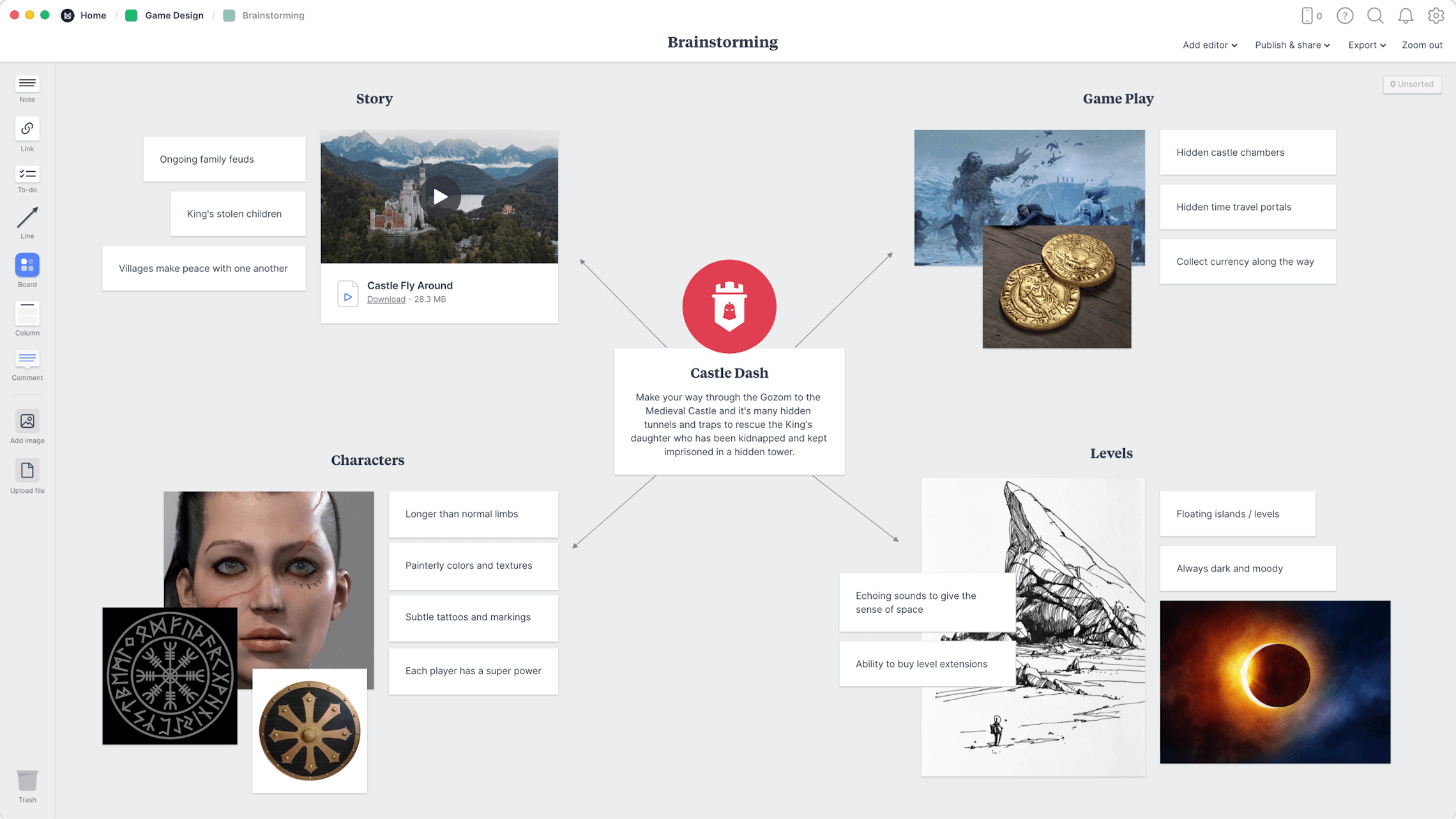 Game Design Brainstorming - Template & Example - Milanote
