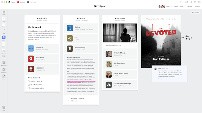 Writing App - Creative Writing Software - Milanote