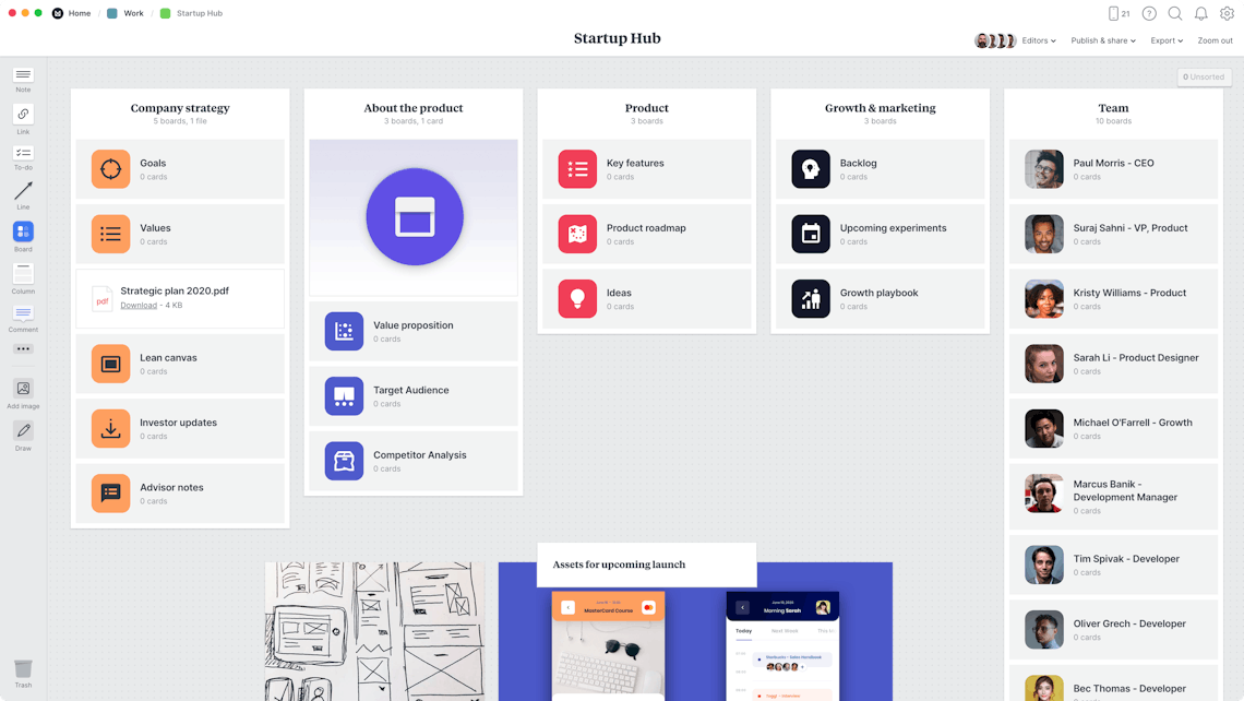 Startup Hub Template & Example - Milanote