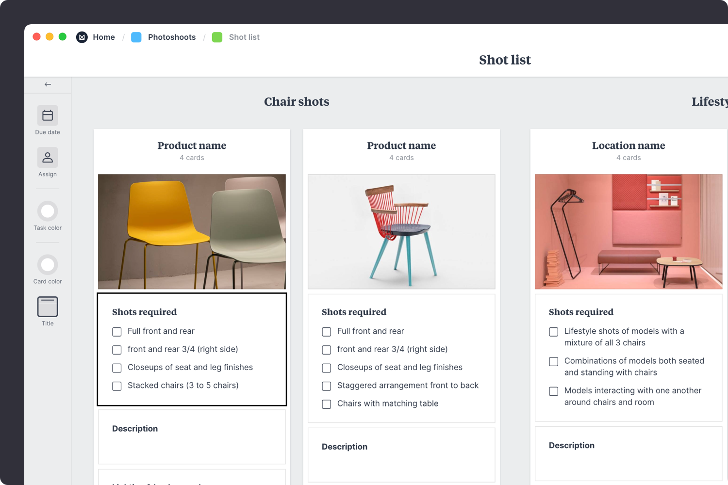 Photoshoot Shot List - Template & Example - Milanote