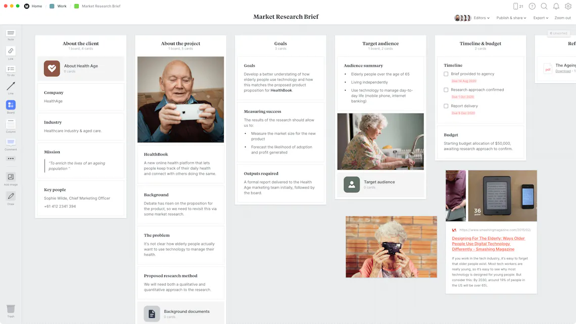 Market Research Brief Template & Example Project - Milanote