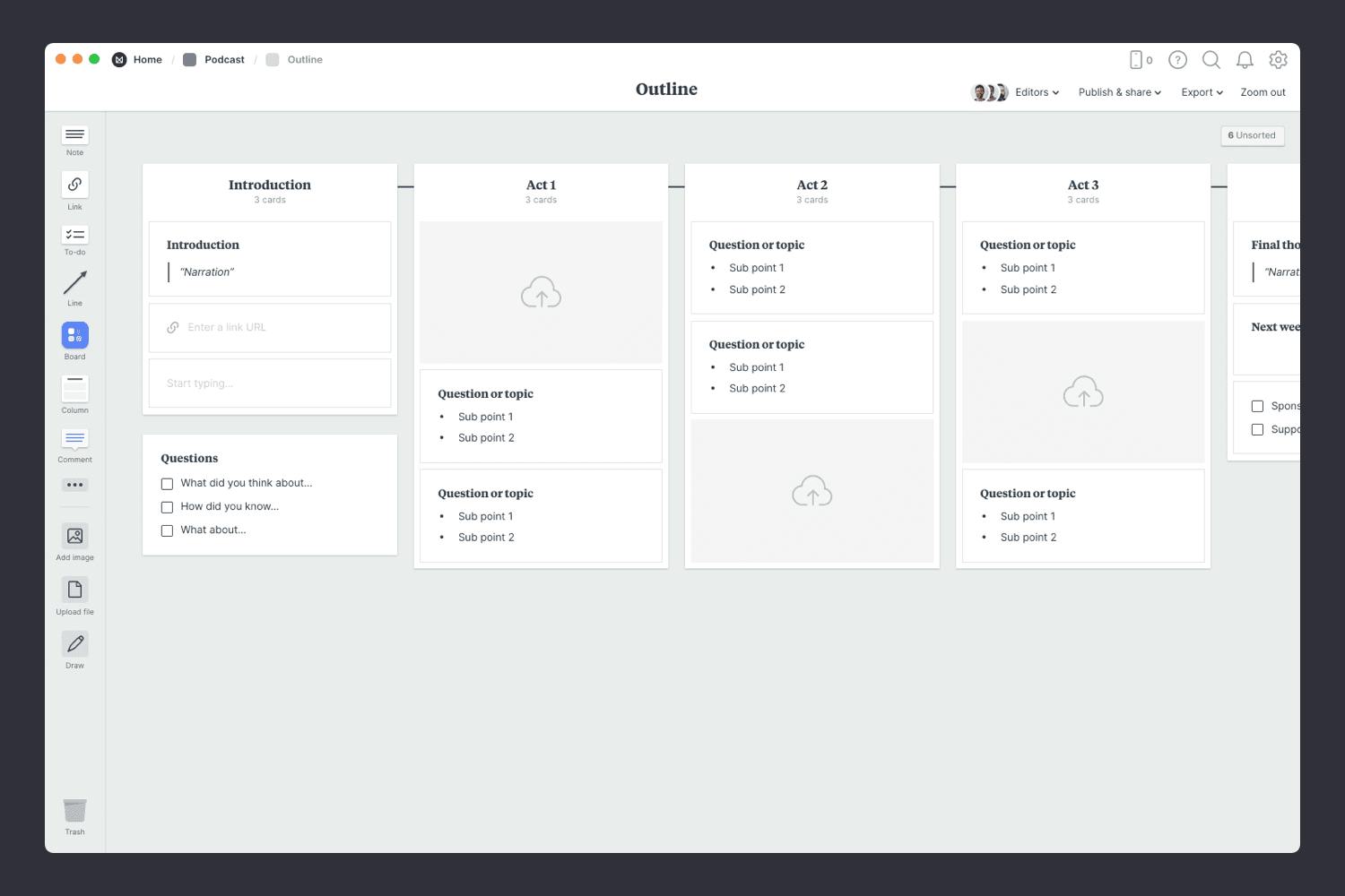 Free Podcast Outline Template & Example - Milanote Free Podcast Outline Template & Example - Milanote