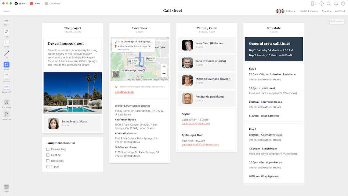 Film Call Sheet Template & Examples - Milanote
