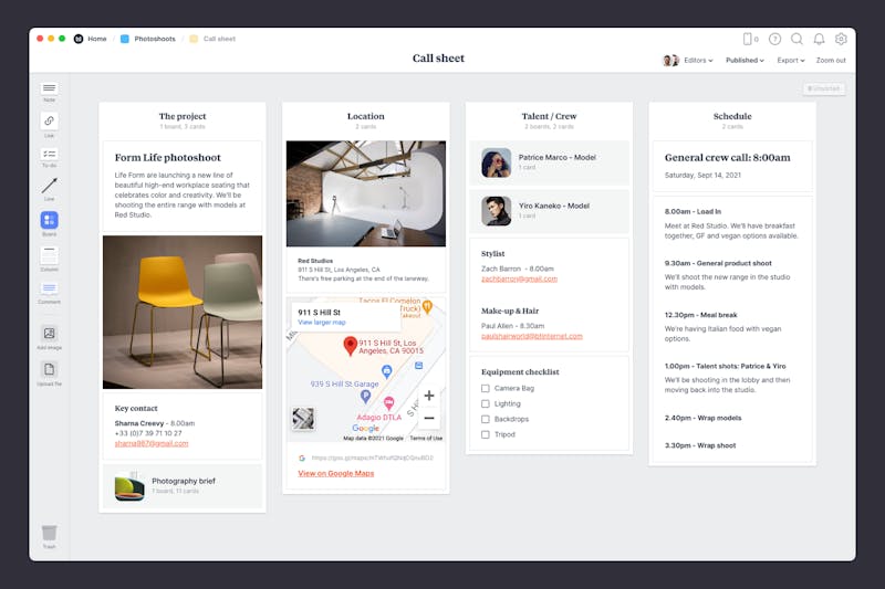 Photoshoot Plan - Template & Example - Milanote