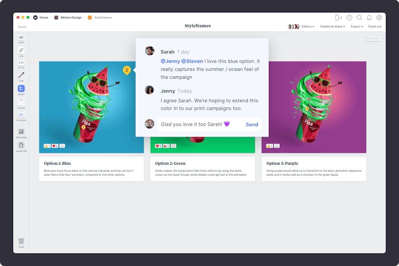 Motion Design Style Frames - Template & Example - Milanote