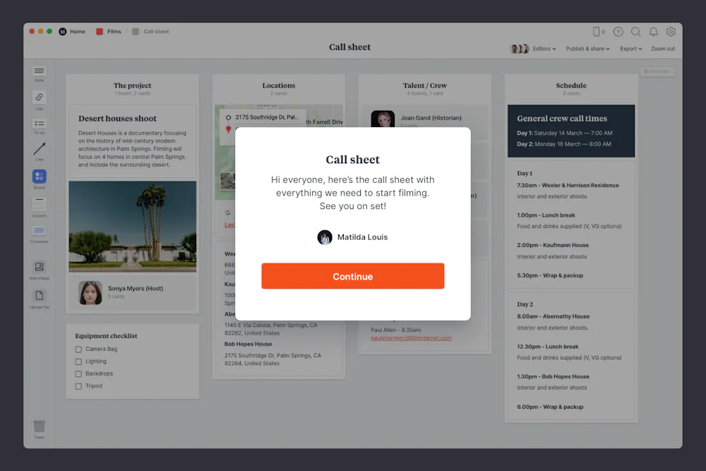 Film Call Sheet Template & Examples - Milanote