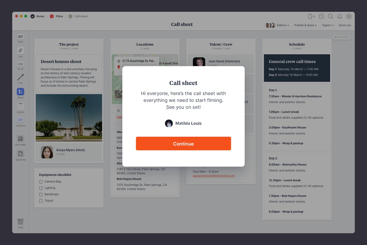 Film Call Sheet Template & Examples - Milanote