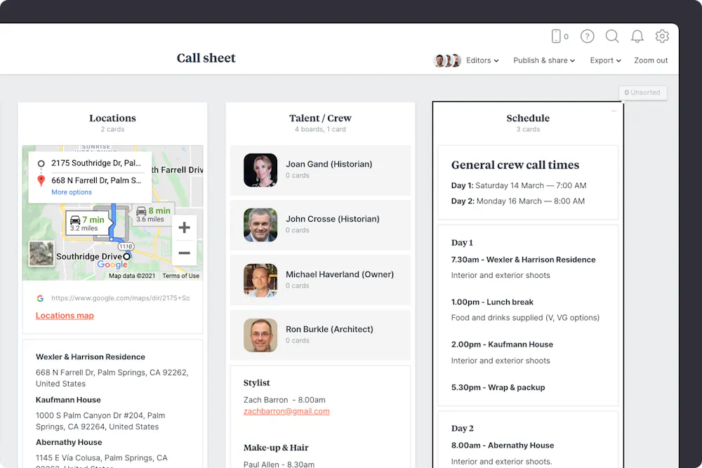 Film Call Sheet Template & Examples - Milanote