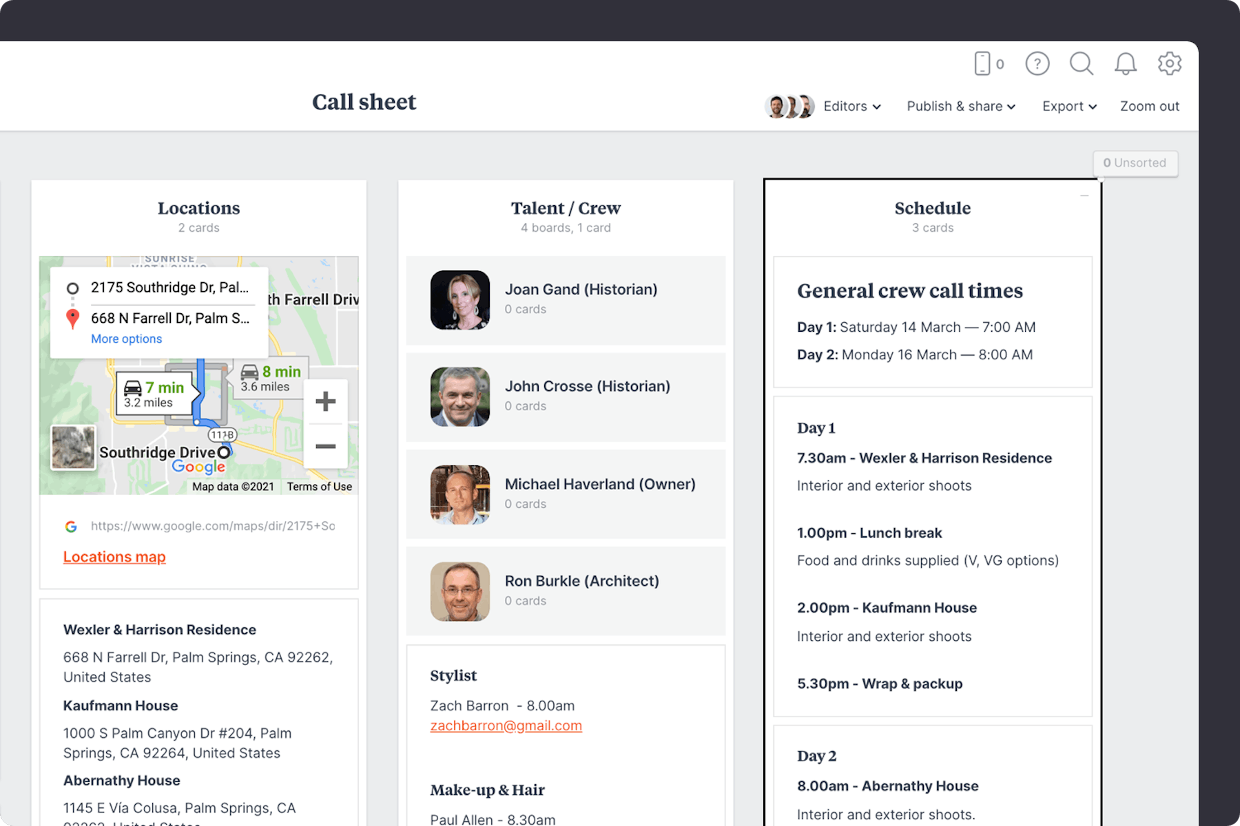 Film Call Sheet Template & Examples - Milanote