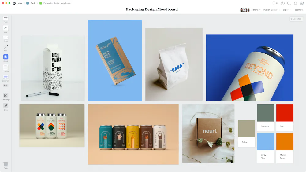 Packaging Design Moodboard Template & Example - Milanote