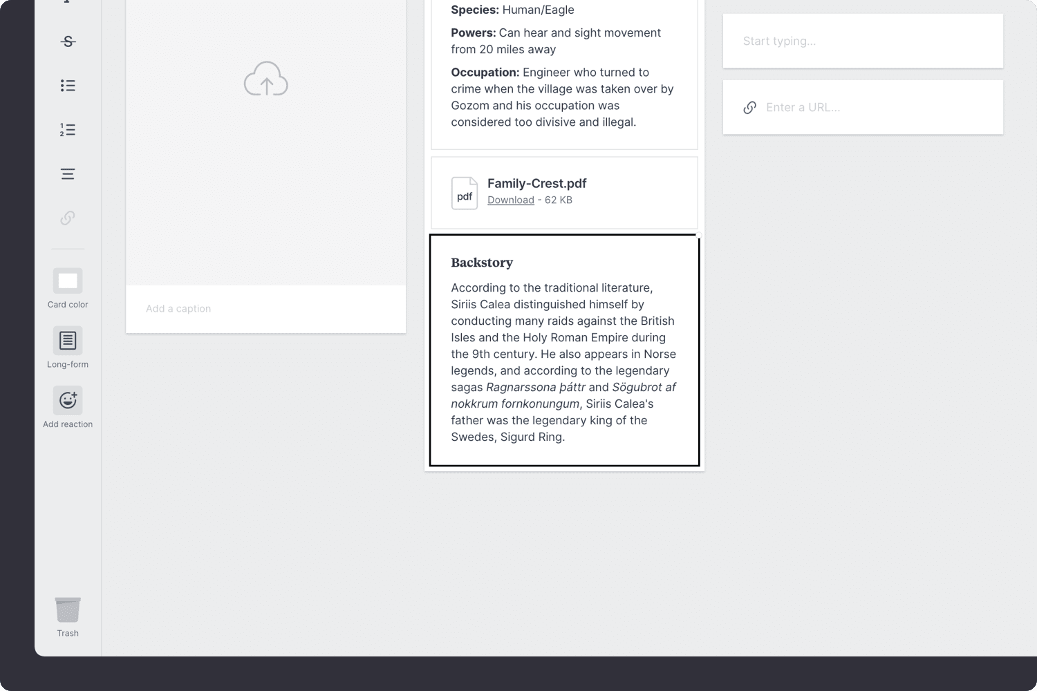 Video Game Character Profile Template & Example - Milanote