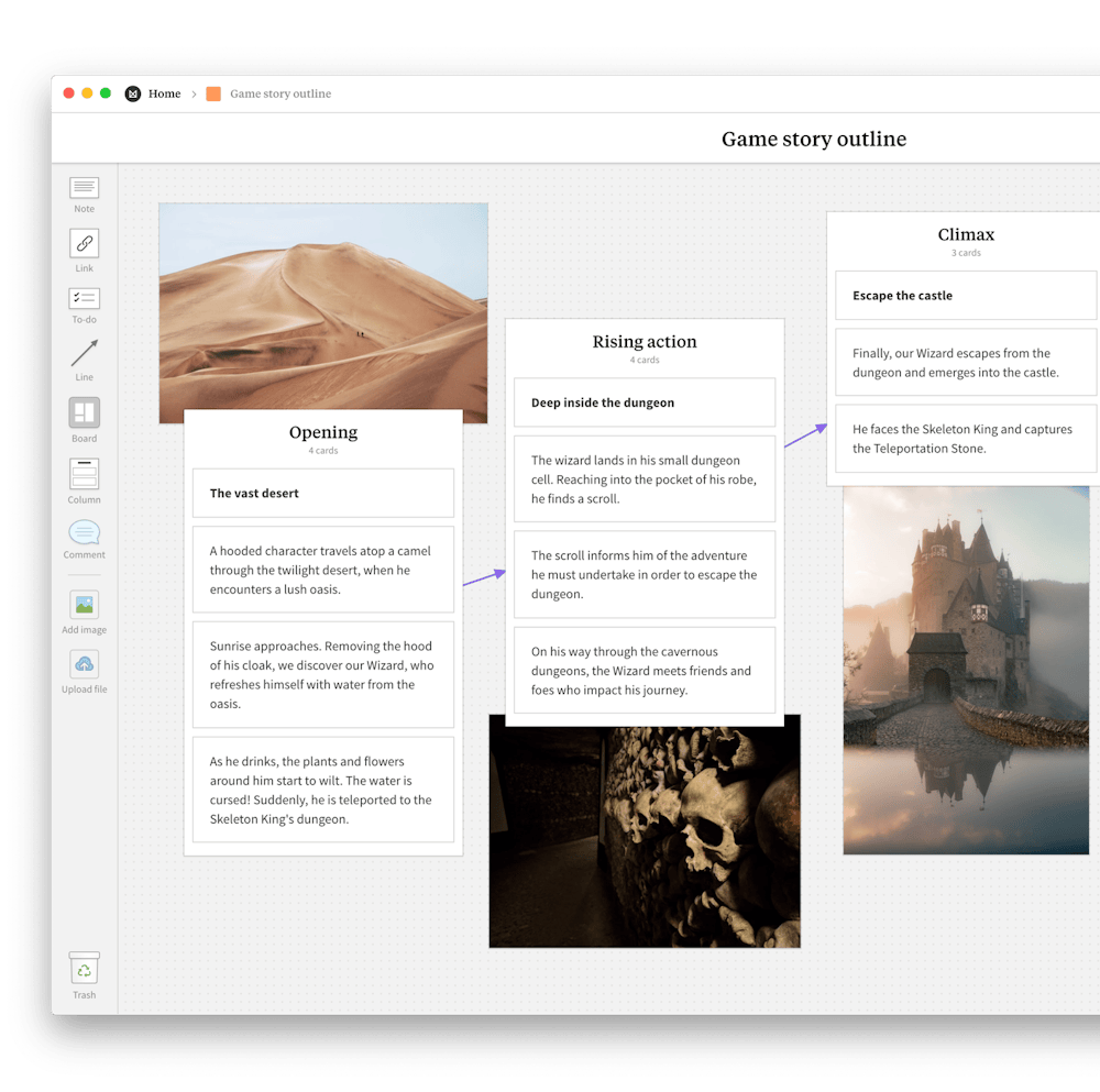 Game design software - Milanote